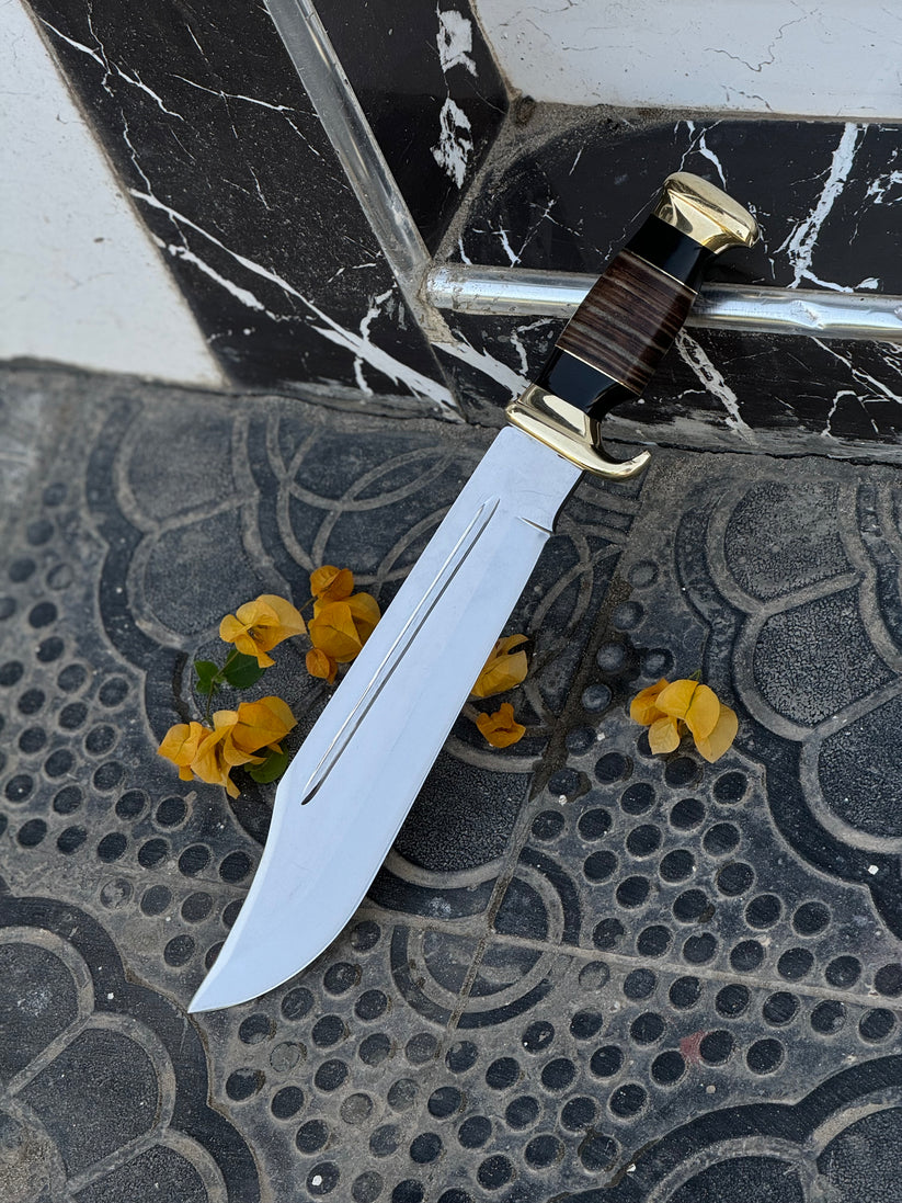 Custom Handmade J2 Steel Crocodile Dundee Bowie Knife with Brass Guard ...