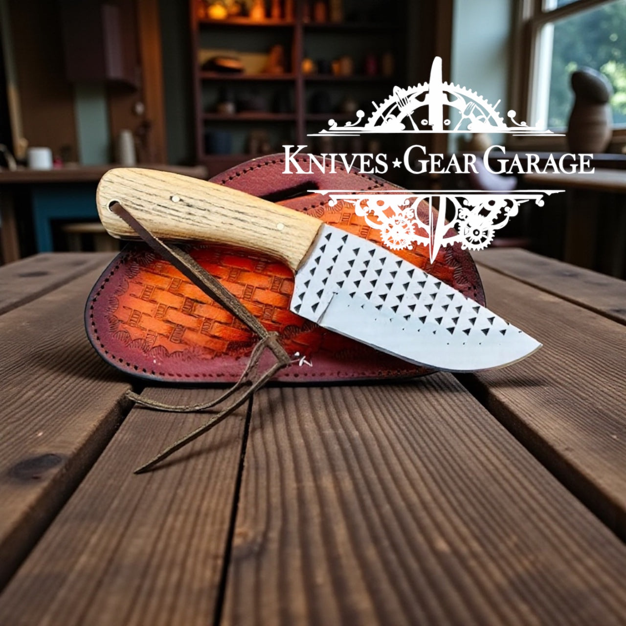 Handmade Skinning Knife 8" with Ash Wood Handle – Knives Gear Garage