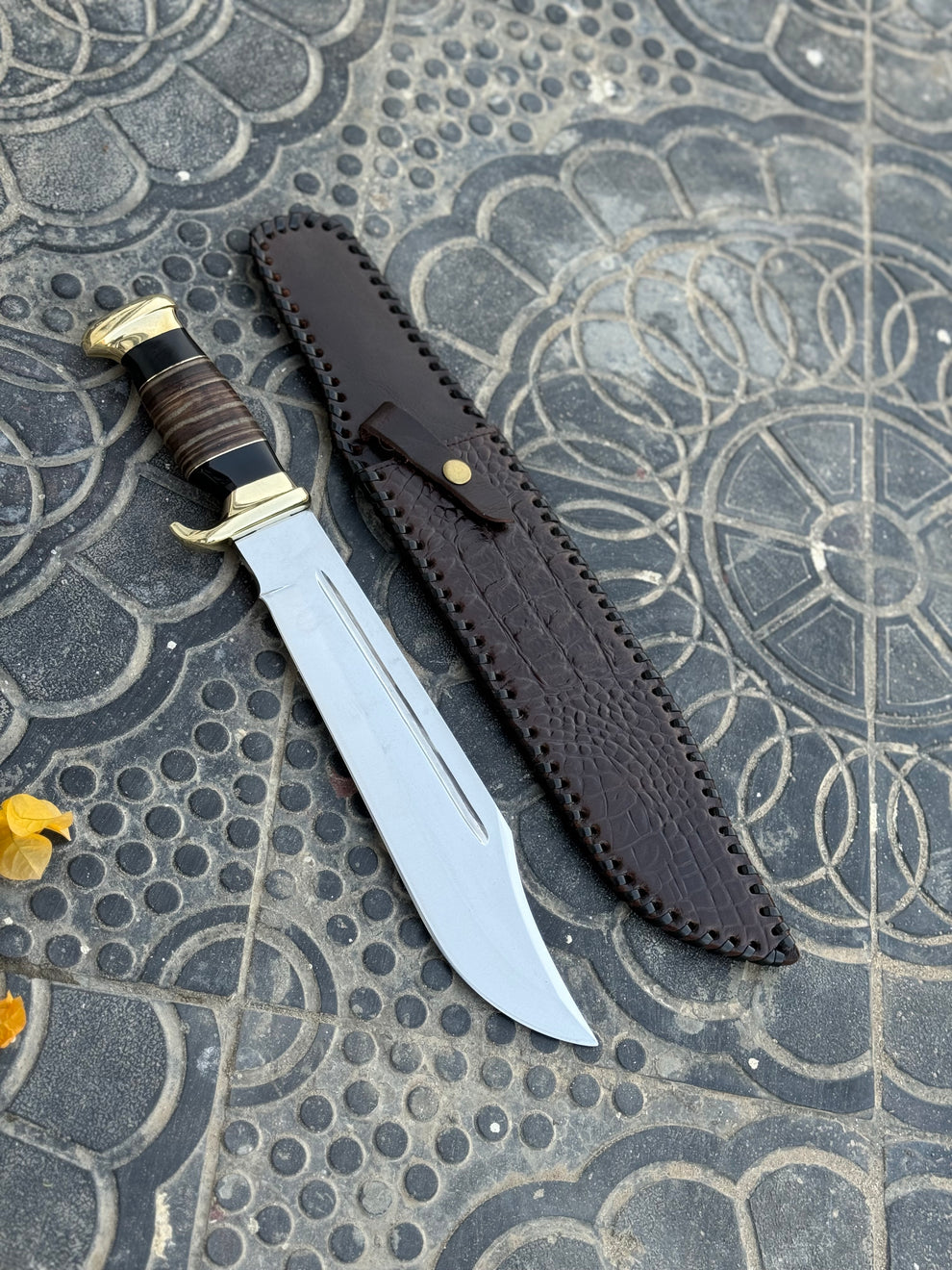 Custom Handmade J2 Steel Crocodile Dundee Bowie Knife with Brass Guard ...