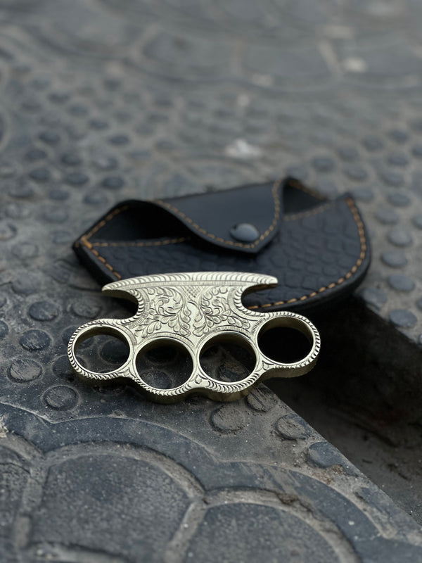 Custom Handmade Engraved Brass Knuckles With Pure Brass Knives Gear