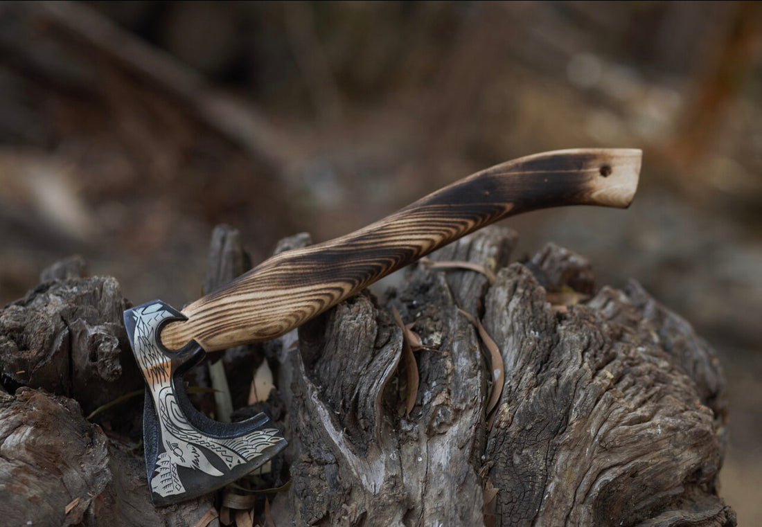 Viking Eagle Engraved Axe with Wooden Box - – Chef's Dream Knives