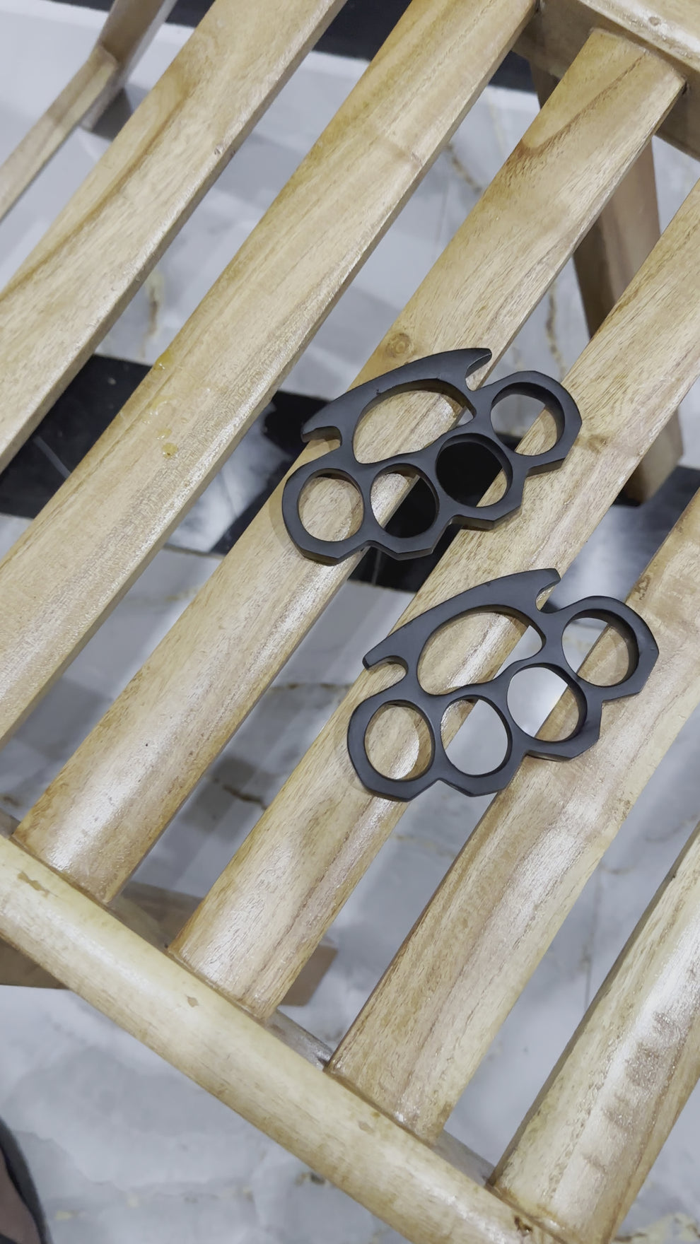 Custom Handmade Black Steel Knuckle Duster with Belt Loop Leather Case ...